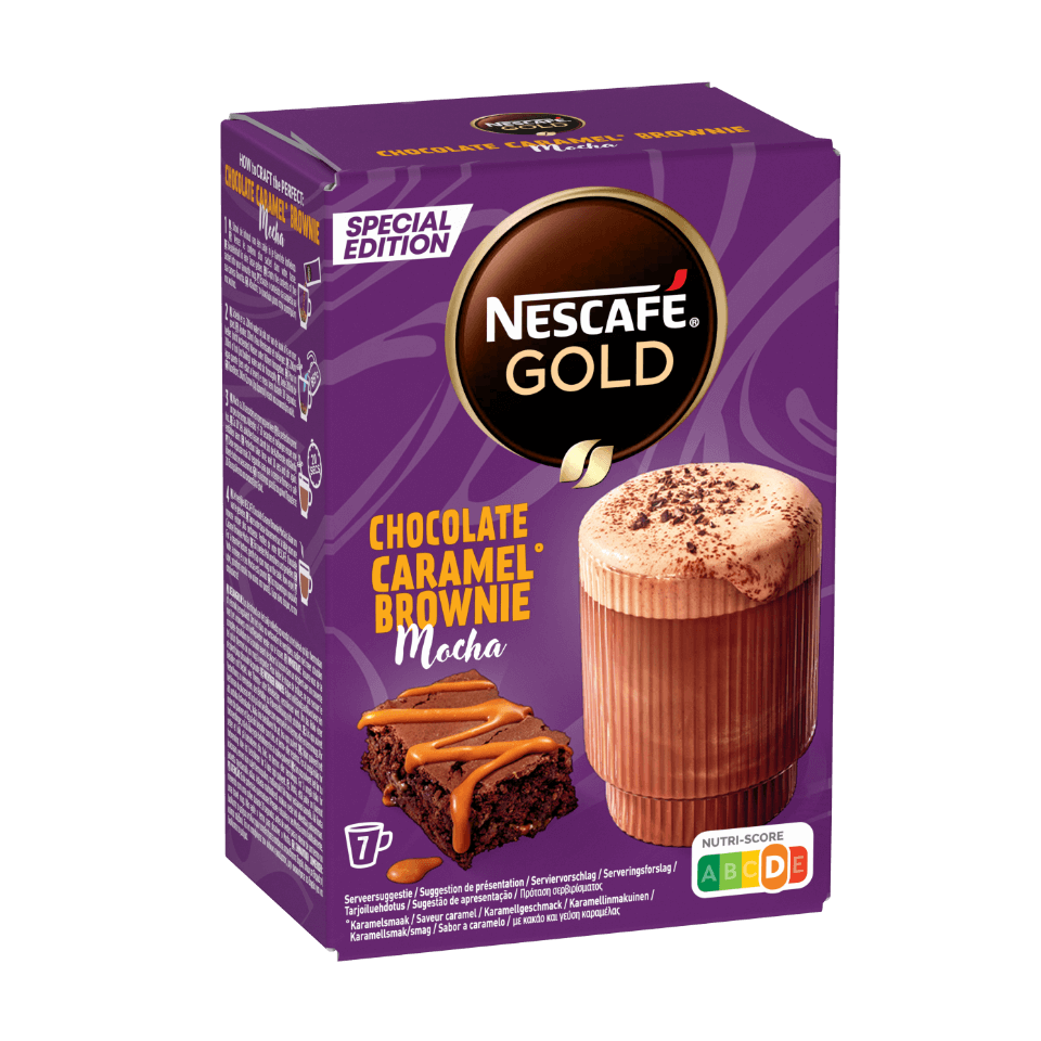 NESCAFÉ® Gold Chocolate Caramel Brownie Mocha offiezakjes | NESCAFÉ